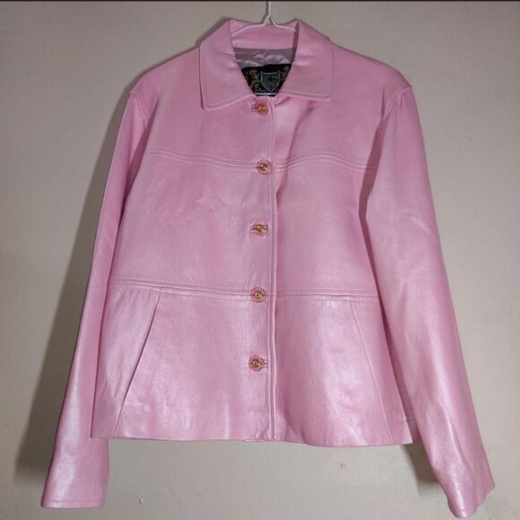 St. John | Jackets & Coats | St John Pink Genuine Leather Blazer Jacket ...